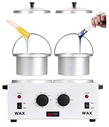 SAVBIN Professional Double Pot Wax Warmer 110V, 50-60Hz for Spa, Salon, and Personal Use
