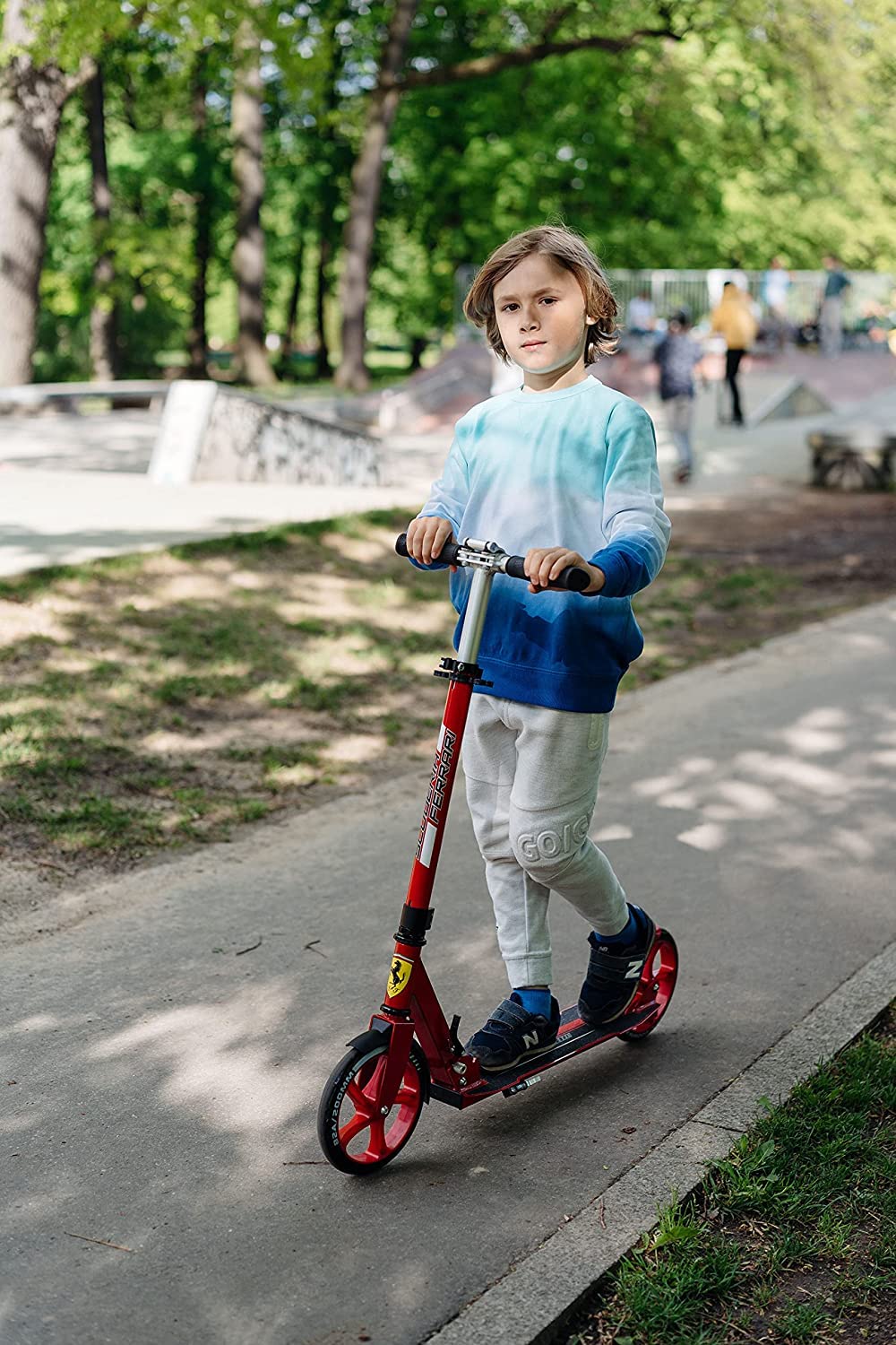 DAKOTT Ferrari Foldable Kick Scooter 2 Wheel, Quick-Release Folding System, Shock Absorption Mechanism, Large 200mm Wheels Scooters for Adults and Teens, Black, (FXA2080BLK)