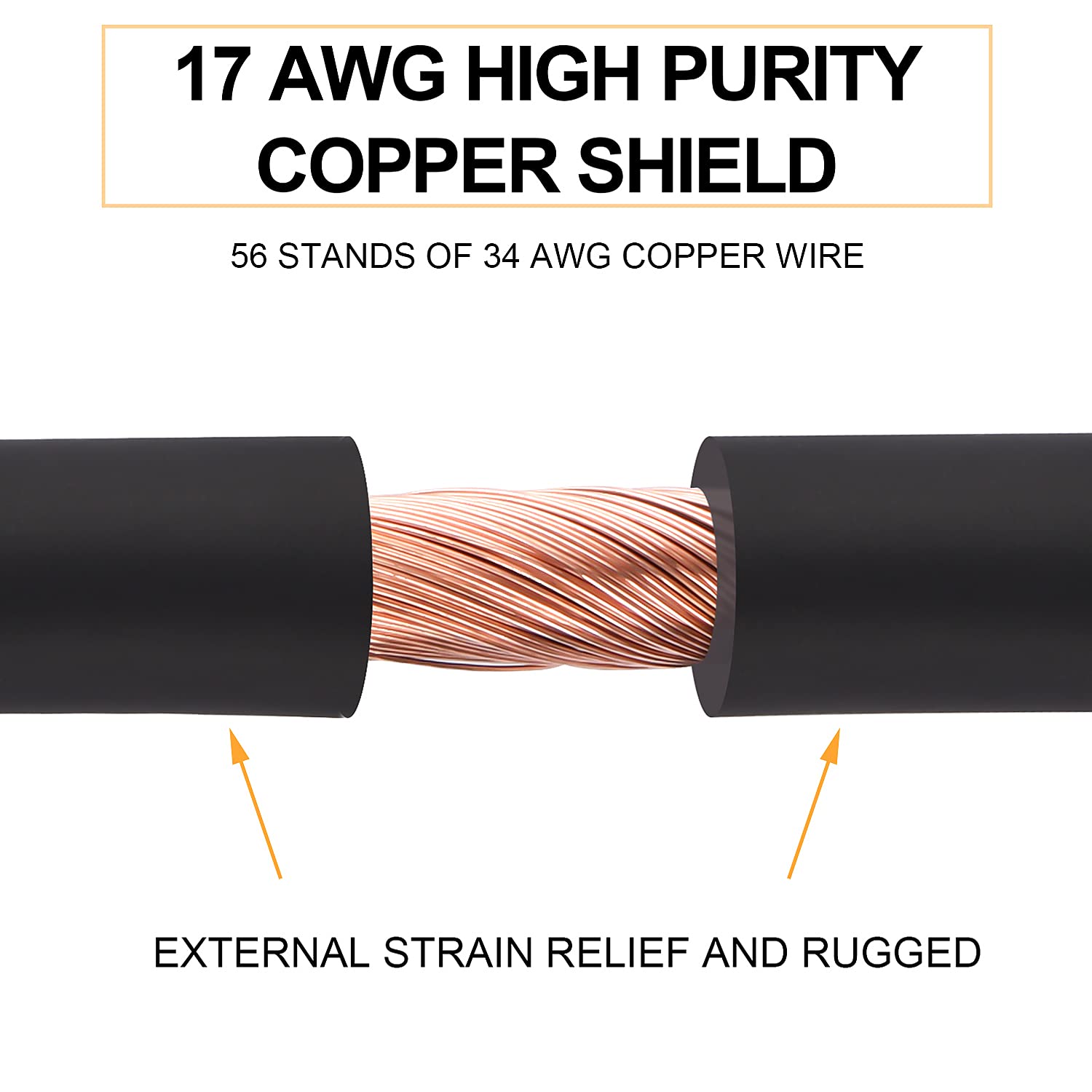 Augioth Performance Guitar Cable 20 ft, Electric Instrument Bass Cable AMP Cord 1/4 Straight to Angled Black