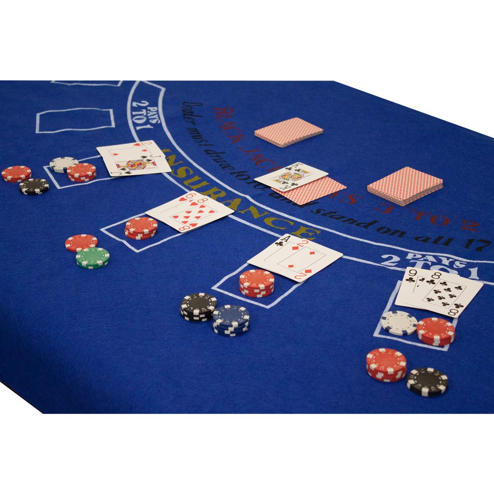 Blackjack Game Combo Set with Blackjack Layout Felt, 6-Deck Automatic Card Shuffler, 6-Deck Dealer Shoe and Discard Holder Tray, 5 Cut Cards. - Great for Family, Casino Game Night