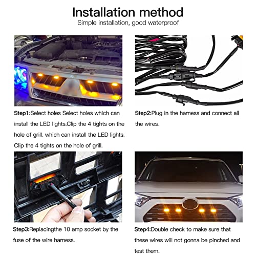 4Pcs LED Grille Light Kit Compatible for 2016-2021 Toyota Tacoma SR5 Extended Cab Pickup 4-Door (Amber) US SHIP
