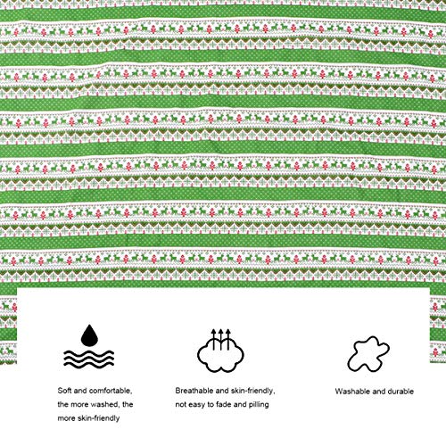 Christmas Cotton Fabric Green Elk Linen Cloth Quilting Patchwork Bundles Fat Quarters Precut Sewing Scrap for Xmas DIY Stocking Wreath Doll Dress Bag Apron Craft