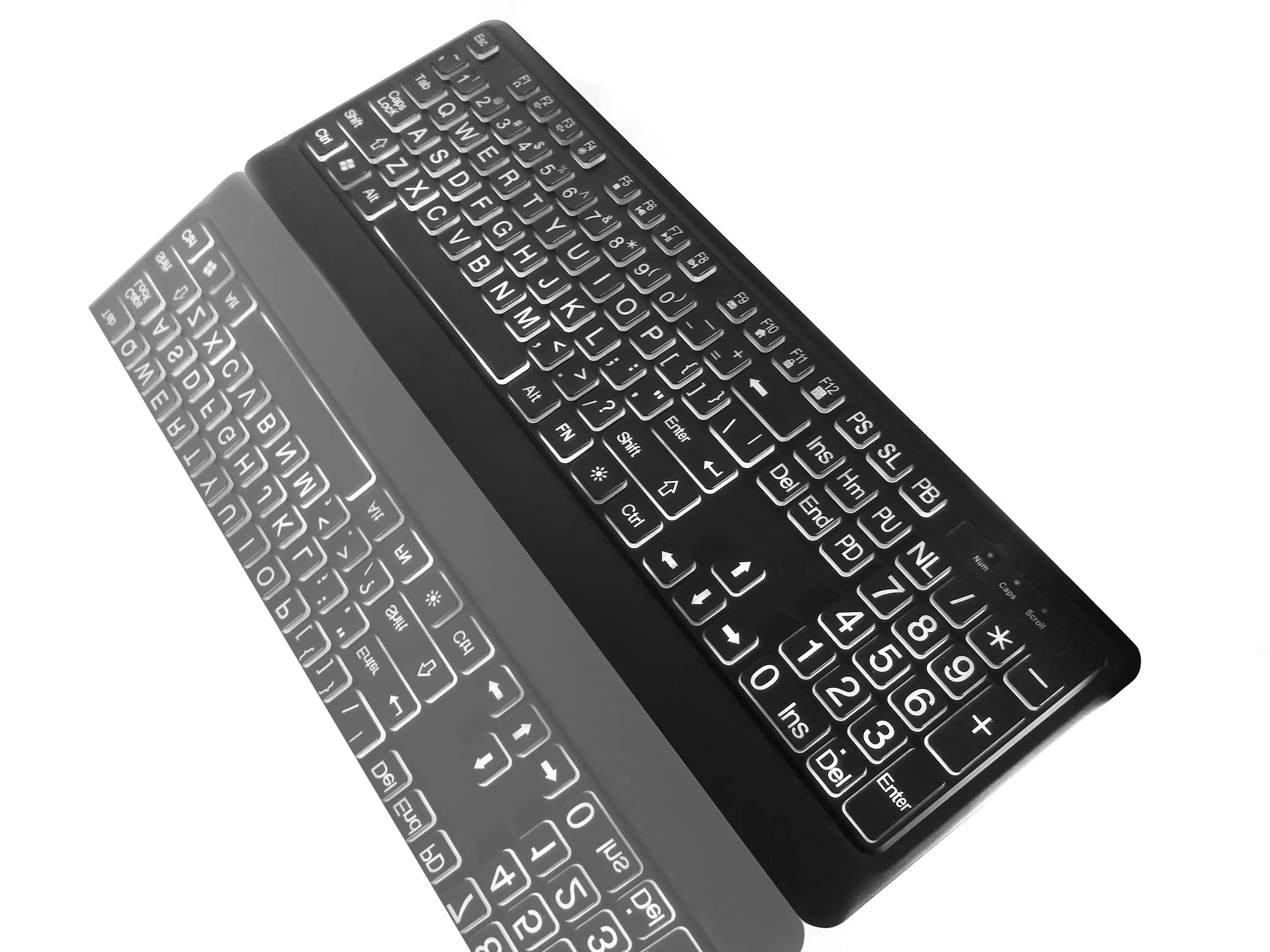 TRONWIRE LED White Backlit Illuminated Large Oversized Print Letter Wired USB 104 Keys Standard Full Size Keyboard for Desktop PC Computer