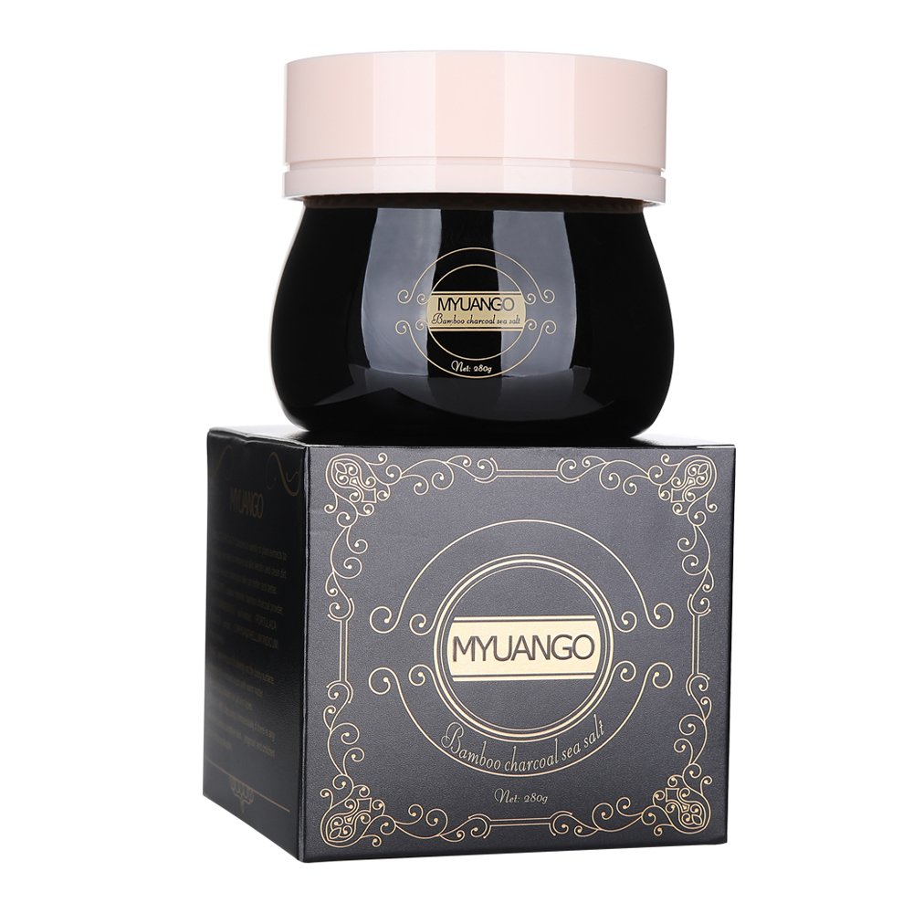 MYUANGO Salt Body Scrub Sea Salt Scrub Activated Charcoal Scrub For Deep Cleansing and Exfoliation Pore Minimizer and Reduces Wrinkles/Acne Scars/Blackhead Remover/Anti Cellulite Treatment