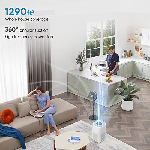 HEPA Air Purifiers for Home Large Room, CADR 300+m³/h 1290ft², H13 true HEPA filter remove 99.97% of dust, mold, allergies, odor, pets hair dander, smoke, pollen