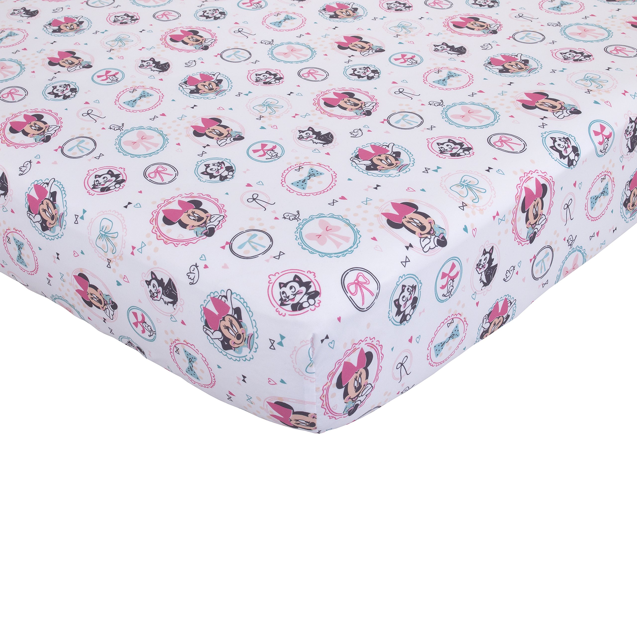 Disney Baby Minnie Mouse All About Bows 4 Piece Nursery Crib Bedding Set, Pink, Aqua