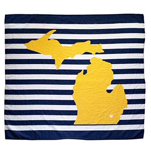 TWIG & BALE Ann Arbor Michigan Baby Blanket Organic Cotton Muslin Swaddle Blanket - 47" x 43" - Fans of Michigan Baby Gift for Boys Girls Receiving Blankets