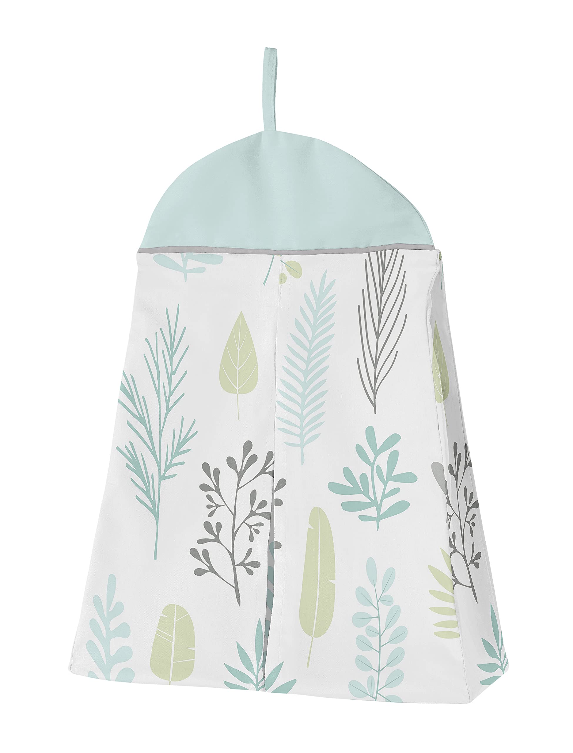 Sweet Jojo Designs Blue and Grey Jungle Sloth Leaf Baby Unisex Boy or Girl Nursery Crib Bedding Set - 4 Pieces - Turquoise, Gray and Green Tropical Botanical Rainforest