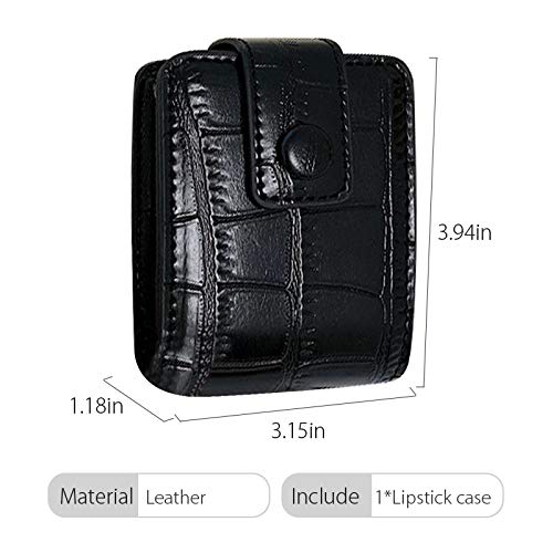 MOCOHANA Leather Makeup Lipstick Case with Mirror for Purse Cosmetic Pouch Travel Makeup Bag Holder Fits Most Popular Brands of Lipstick