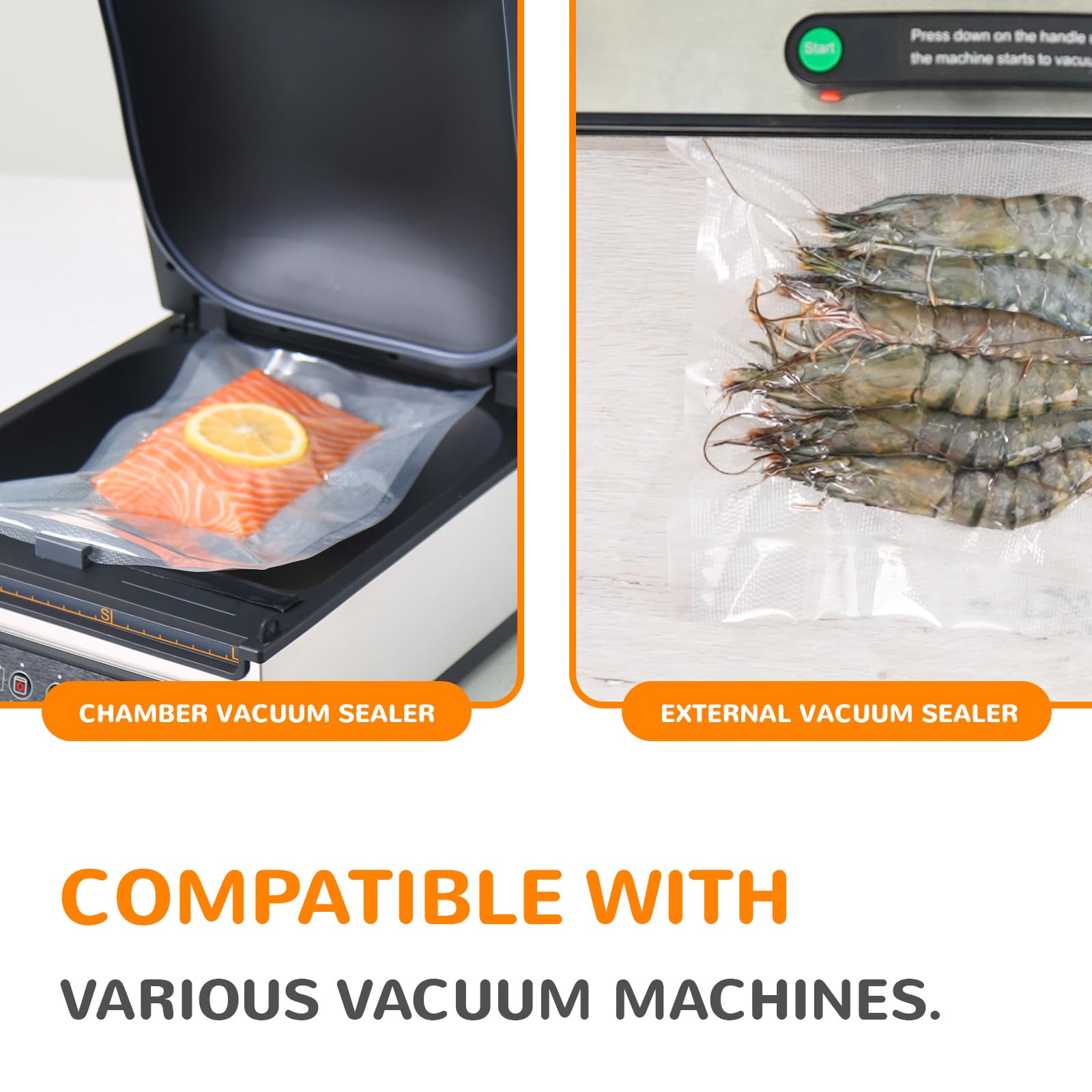 All-in-One Variety Pack Vacuum Sealer Bags & Rolls β 50x 6''x10'', 70x 8''x12'', 2 Rolls 11''x20', 2 Rolls 8''x20' β Premium Commercial-Grade for Food Storage, Meal Prep, & Sous Vide, Wevac