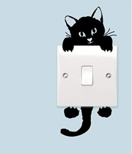 Removable Switch Sticker, 6 Pcs Cute Cats, Panda and Butterfly Cartoon Wall Sticker Decor, Family Light Switch Decals DIY Kids Bedroom Car Office Home Decoration