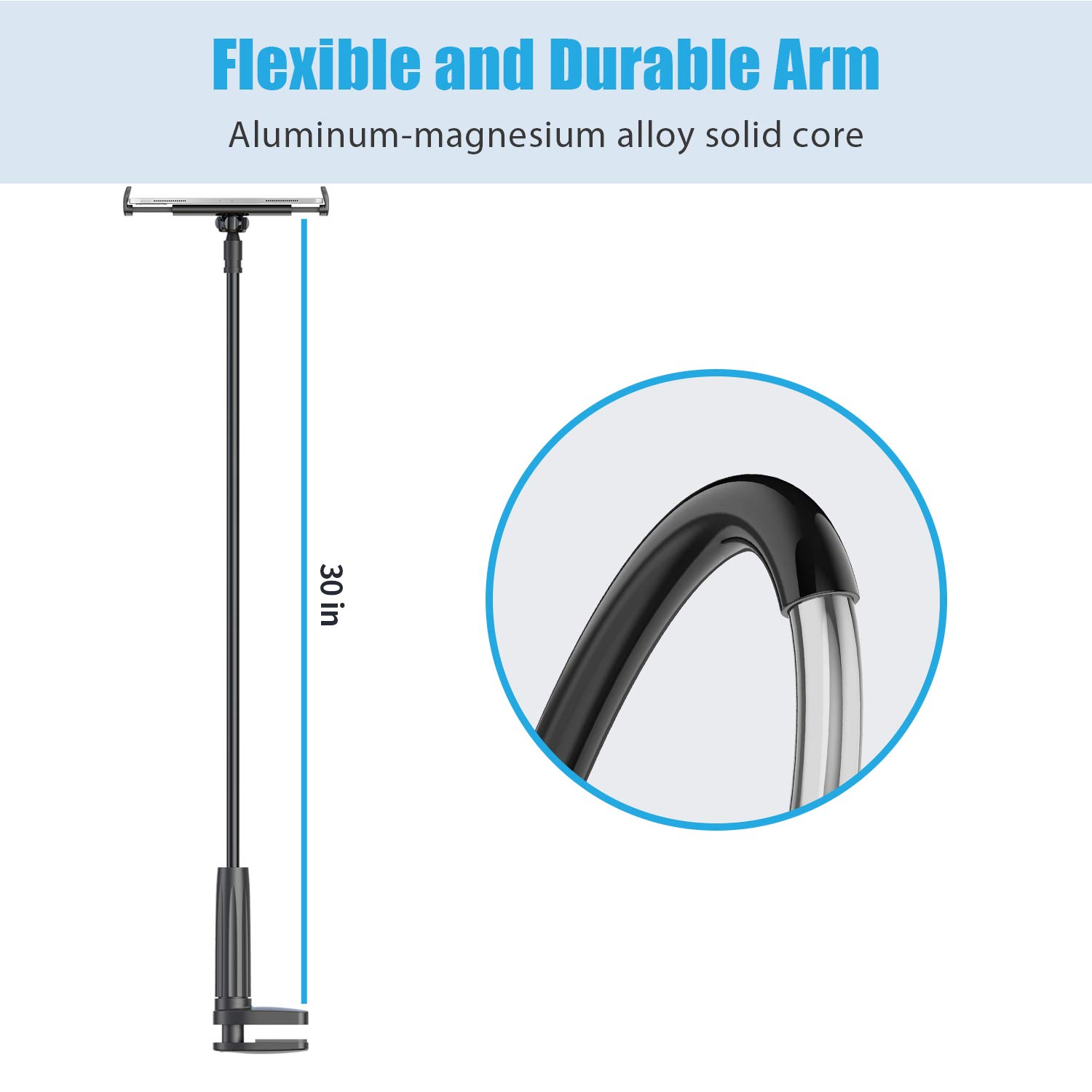 WixGear Tablet Holder Mount, Gooseneck Tablet Holder, Tablet Holder for Table Top, Holder for Bed Couch Stand, Compatible with iPads, Samsung Galaxy Tablets, Amazon Fire HD and More
