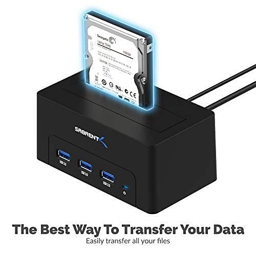 Sabrent USB 3.0 SATA/SSD 2.5" HDD Docking Station with 3 USB Ports + 4-Port USB 3.0 Hub with Individual LED Power Switches