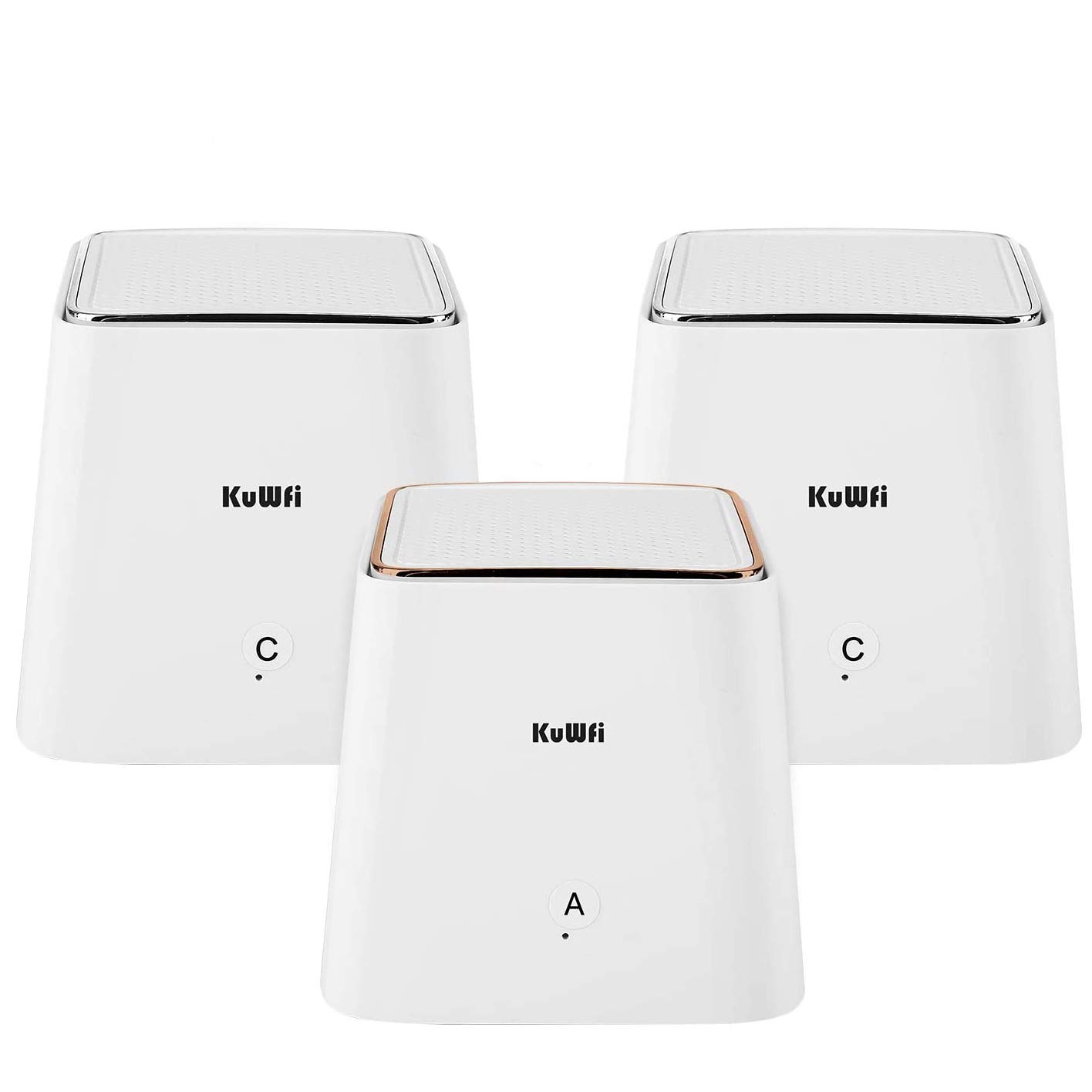 KuWFi Mesh Wi-Fi System, Gigabit WiFi Mesh Network Cover, Replaces WiFi Router and Extender, Whole-Home 6000 Sq. ft. Coverage, Seamless High-Performance Wireless WiFi Booster (3 Pack)