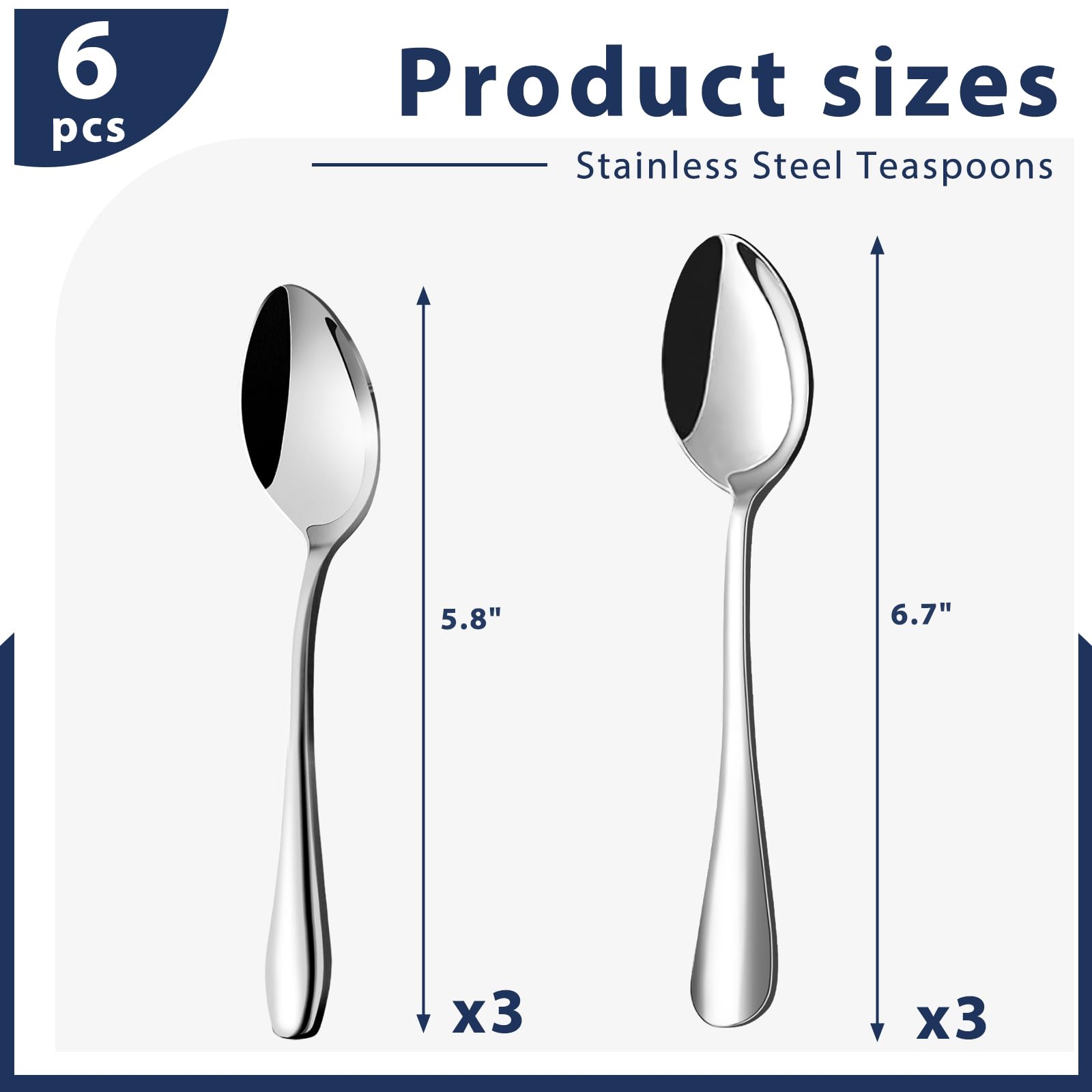 HANSGO Teaspoons Stainless Steel, Small Coffee Spoons, Mirror Polished Teaspoon, Dessert Spoons for Home Kitchen Restaurant, Dishwasher Safe