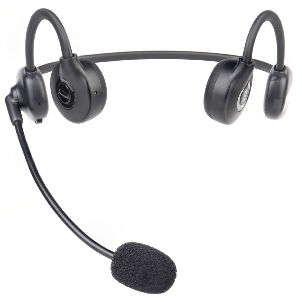 BANDARICOMM Bone Conduction Headphones with Mic, Bluetooth 5.3 Wireless Headsets with Noise-Canceling Microphone Boom, IPX6 Waterproof Stereo Headsets for Office Home Business Outdoors use
