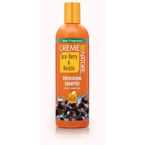 Creme of Nature, Strengthening Shampoo, Acai Berry & Keratin Formula for Dry Damaged Hair, 12 Fl Oz