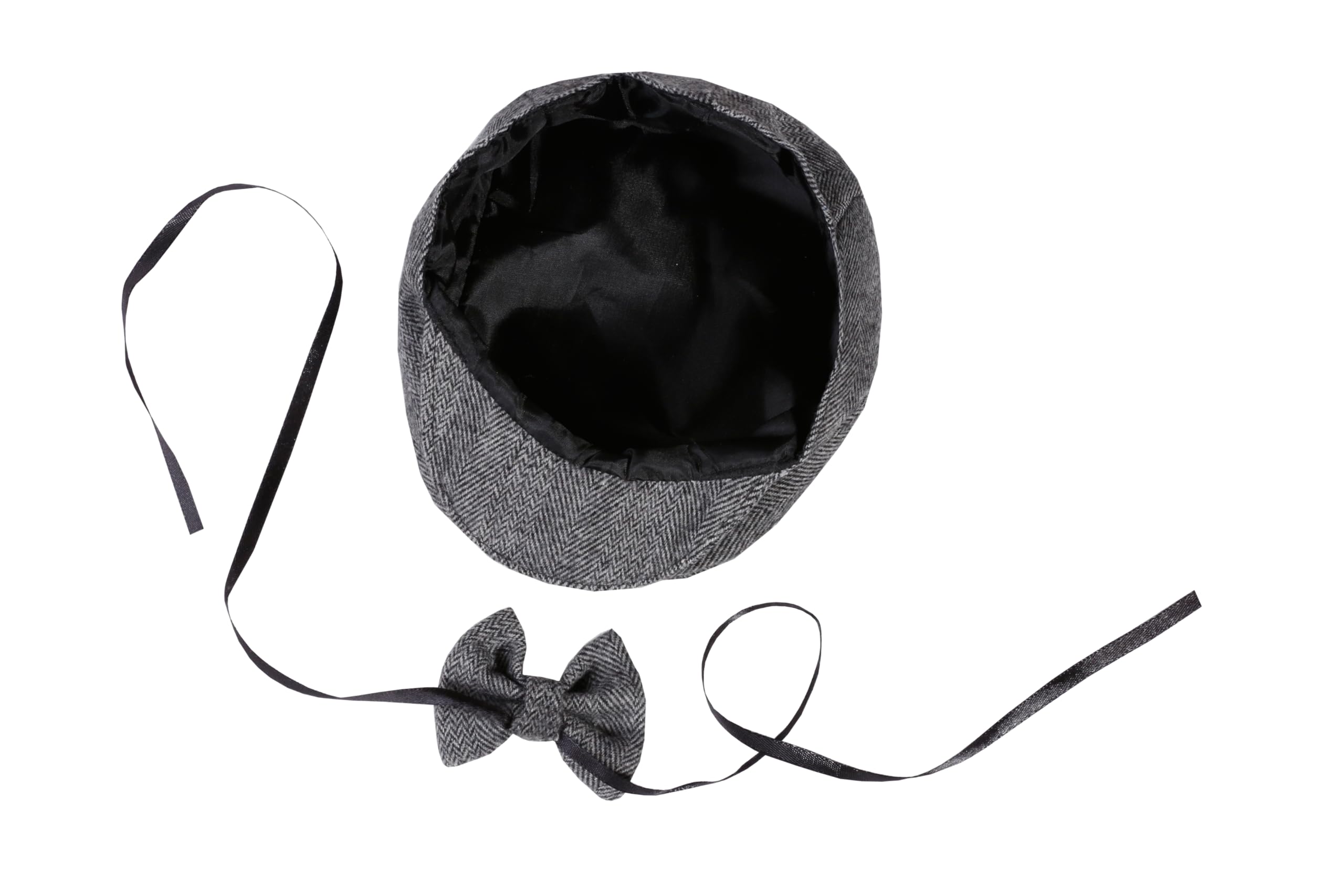 Newborn Baby Boy Flat Newsboy Cap and Bow tie Set Gatsby Cap Pageboy Golf hat (Grey)