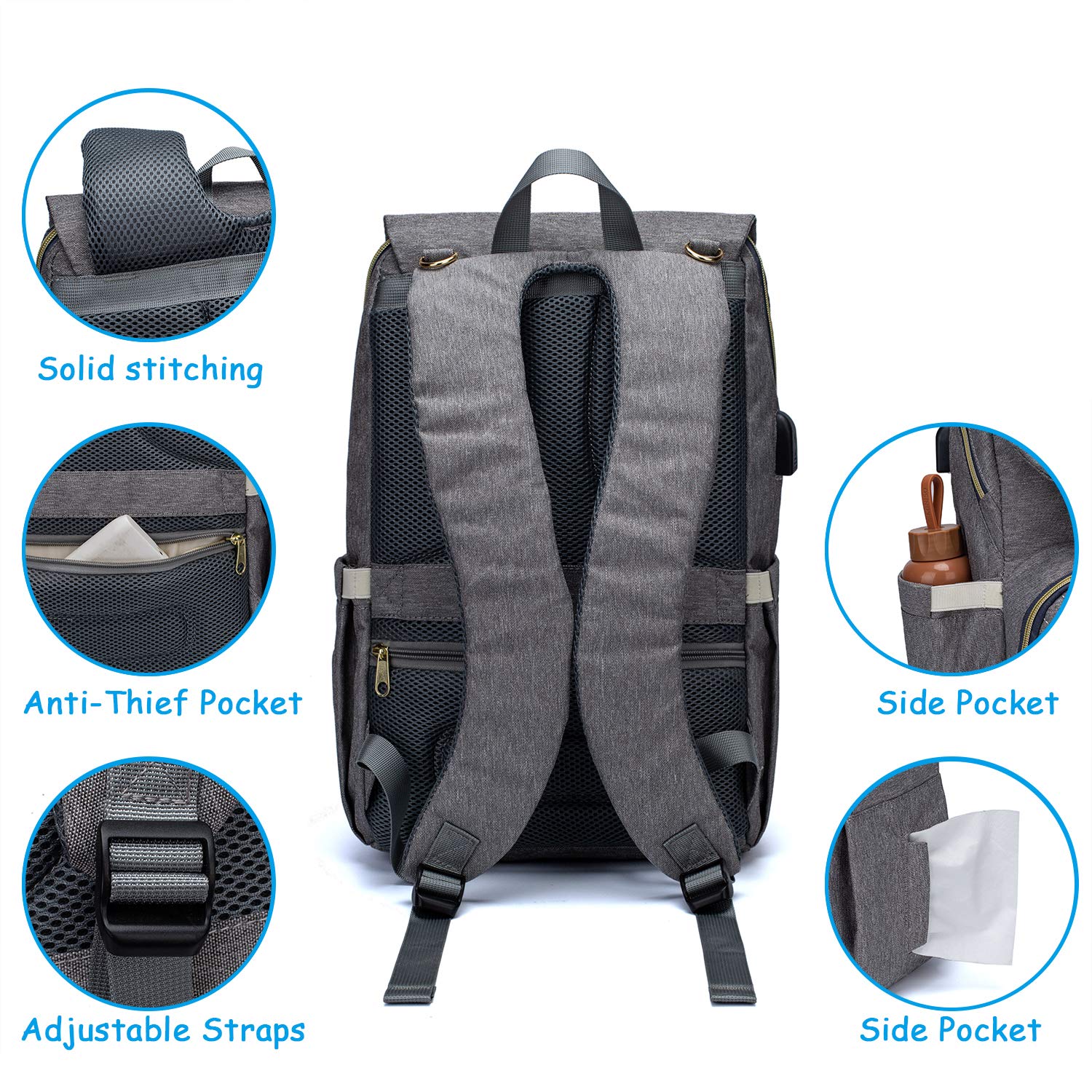 LEQUEEN Diaper Bag Backpack, Travel Back Pack Maternity Baby Changing Bags