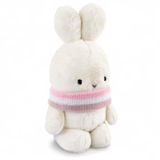 Booto Character Cute Shy Bunny Plush Stuffed Animal Toy Figure Doll, Medium, White