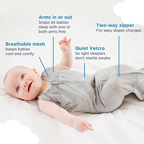 Happiest Baby Sleepea 5-Second Swaddle - 100% Organic Cotton Baby Swaddle Blanket - Doctor Designed Promotes Healthy Hip Development (Graphite Planets, Small)