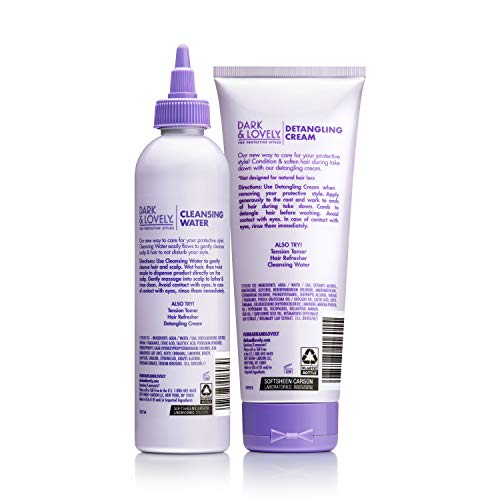 Softsheen-Carson Dark and Lovely for Protective Style Cleansing Water and Cream Detangler Kit Shampoo with Aloe and Conditioner with Avocado and Peppermint, 2 Count