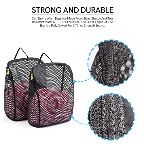 COMLIFE Set of 2 Delicates Honeycomb Mesh Laundry Bag,Use YKK Zipper,with Handle, Extra Large Opening, Baby Products, Face Cleansing Pads,Socks, Fine Knitwear Mesh Wash Bags(Black)