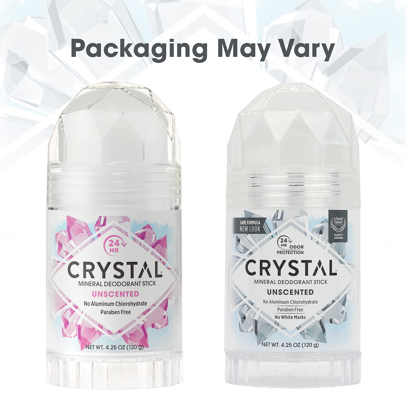 CRYSTAL™ Travel Stick Mineral Deodorant - Unscented Body Deodorant With 24-Hour Odor Protection, Non-Staining & Non-Sticky, Aluminum Chloride & Paraben Free, 1.5 FL OZ – (Pack of 2)