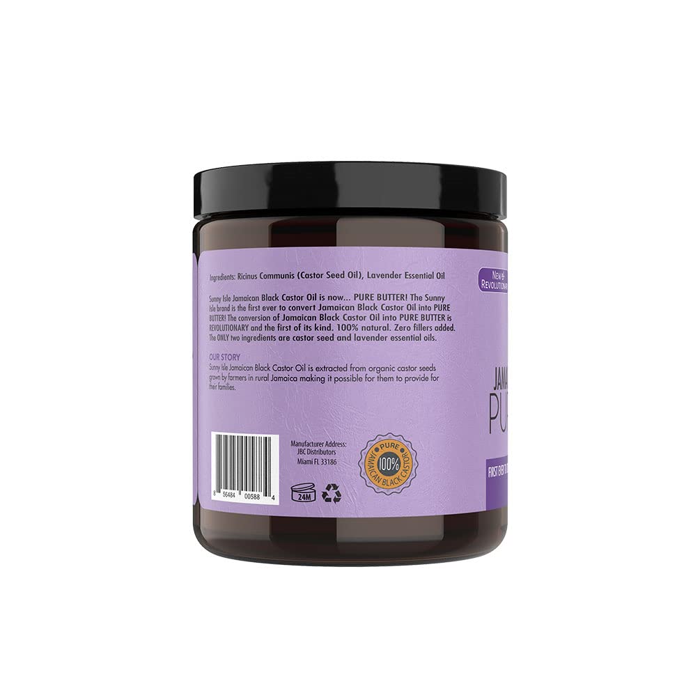 Sunny Isle Lavender Jamaican Black Castor Oil Pure Butter 8oz | Promotes Hair Growth | Effective Moisturizer Hair & Skin | All Types & Textures
