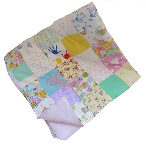 Custom Embroidered, Personalized, Cotton Flannel Patchwork Quilt