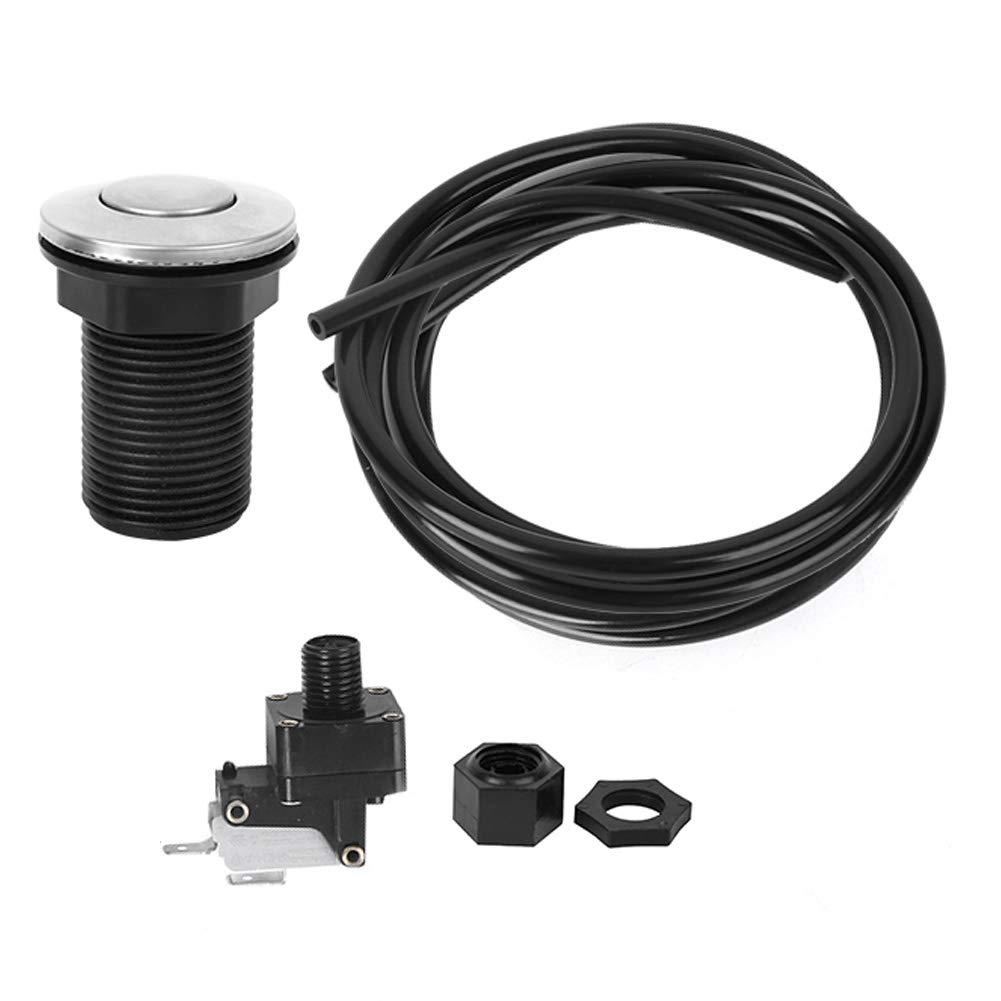 Air Activated Push Switch Button Garbage Disposal Bathtub Hose Kit Stainless Steel