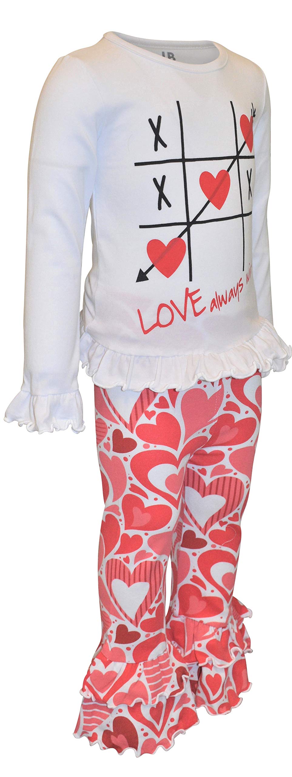 Unique Baby Girls Valentines Day Love Always Wins Pants Set (4t, Love Wins)