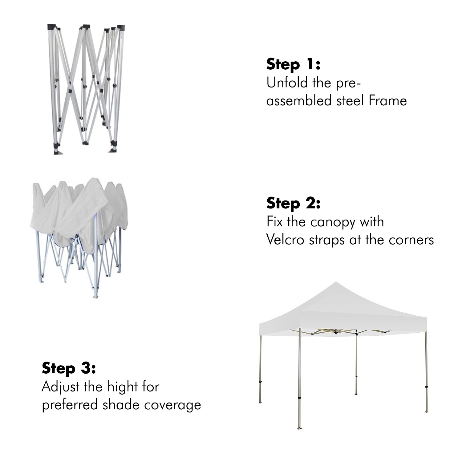 BannerBuzz Blank Canopy Tent with Carry Bag, Graphic with Hardware, 420 Denier Oxford Polyester Fabric, Pop Aluminum Frame for Easy Installation, Velcro Topper Attachment (20' x 10', White)