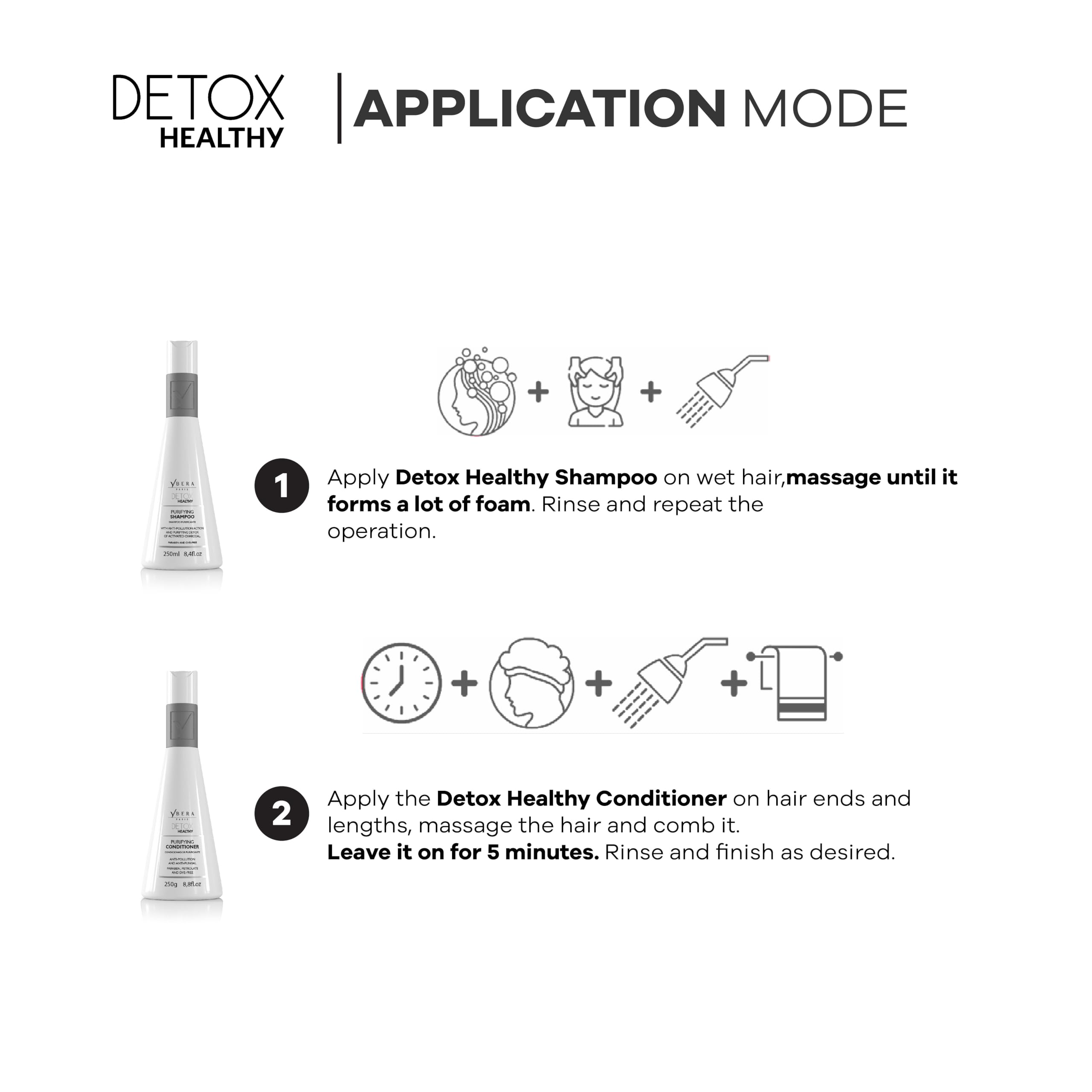 YBERA PARIS Professional Detox Healthy DUO | Refreshing Care for Oily | Prevent Hair Loss | Stimulate Growth & Improve Damaged Hair | Shampoo 8.4 Oz & Conditioner 8.8 Oz