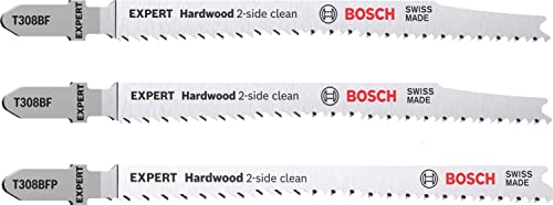 Bosch 3X Expert Hardwood 2-Side Clean Jigsaw Blade Set (for Plastic Coated Boards, Kitchen countertop, Length 117 mm, Professional Accessory Jigsaw)
