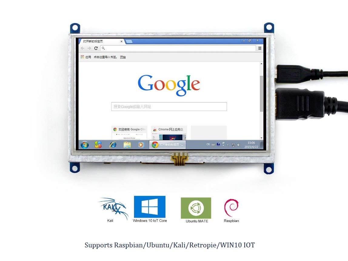 5inch HDMI LCD (B) for Raspberry Pi 800x480 Resolution Resistive TFT Touch Screen Display HDMI Interface for Raspberry Pi 3/2/1 Model B B+ A+ Zero, BB Black, PC Various Systems Windows 10/8.1/8/7