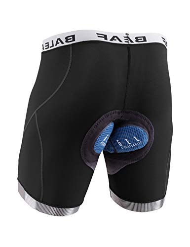 BALEAF Men's Bike Shorts with 4D Padding Cycling Underwear Padded Bicycle MTB Liner Mountain Biking Tights Road Riding Black M