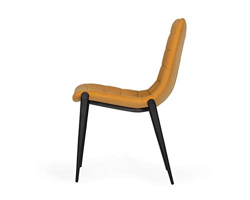 Limari Home Medard Collection Industrial Style Eco-Leather Upholstered Dining Chair with Black Powder Coated Iron Legs (Set of 2), Tan