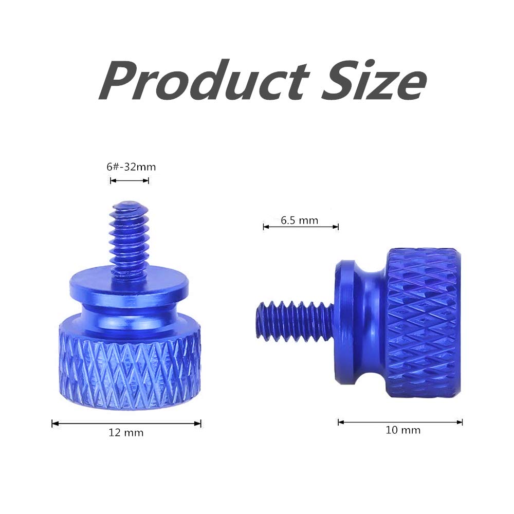 YATENG 10-pcs Anodized Aluminum Computer Case Thumbscrews (6-32 Thread) for Computer Cover/Power Supply/PCI Slots/Hard Drives DIY Personality Modification & beautification (Royal Blue)