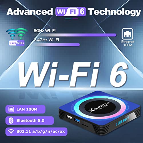 BL Android TV Box 13.0, 2023 Android TV Box X88 PRO 13 4GB RAM 64GB ROM with Mini Wireless Keyboard, WiFi 6 8K TV Box Android RK3528 Quad-Core 2.4G/5G WiFi Bluetooth 5.0 USB 3.0 Android Box