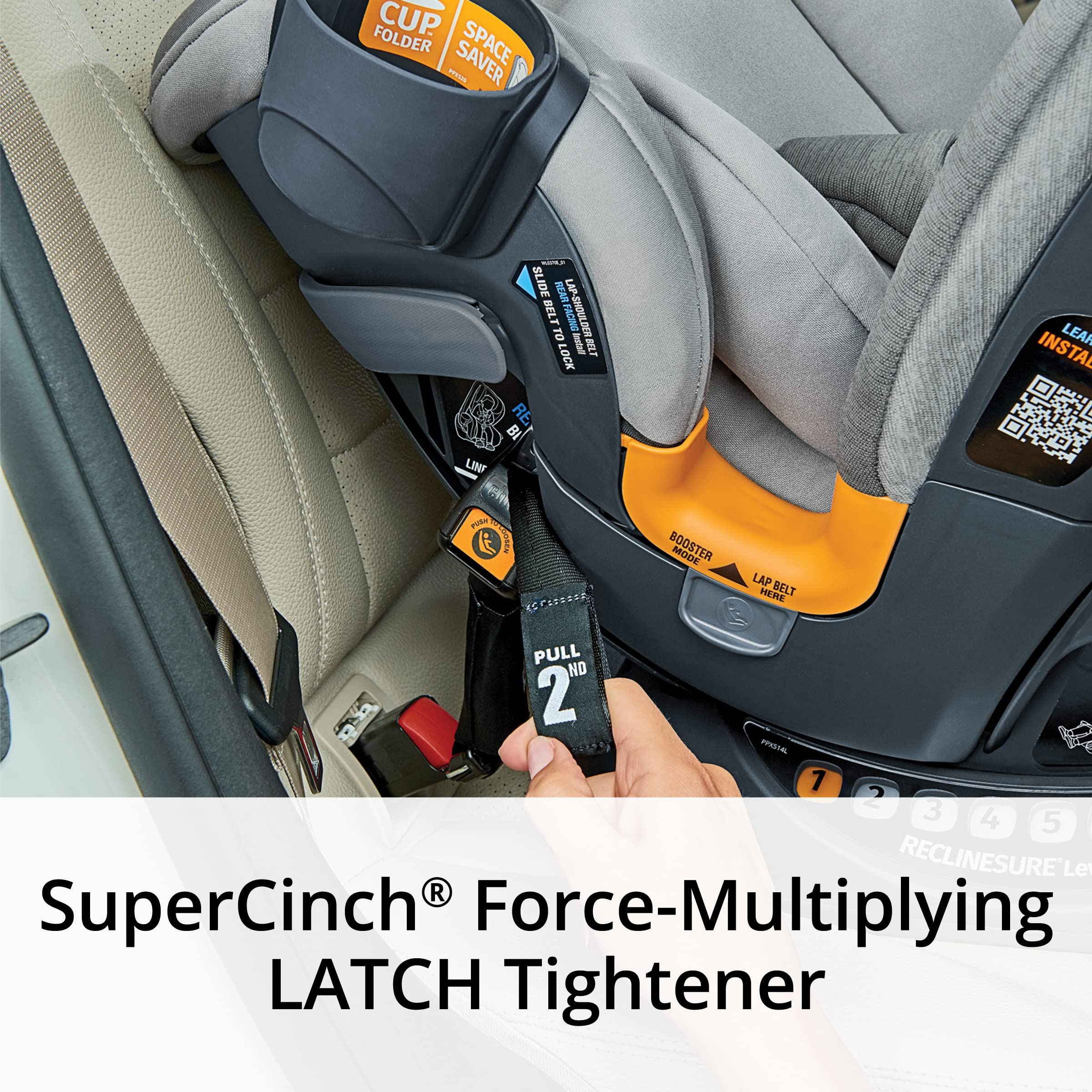 Chicco OneFit ClearTex All-in-One, Rear-Facing Seat for Infants 5-40 lbs, Forward-Facing Car Seat 25-65 lbs, Booster 40-100 lbs, Convertible| Obsidian/Black
