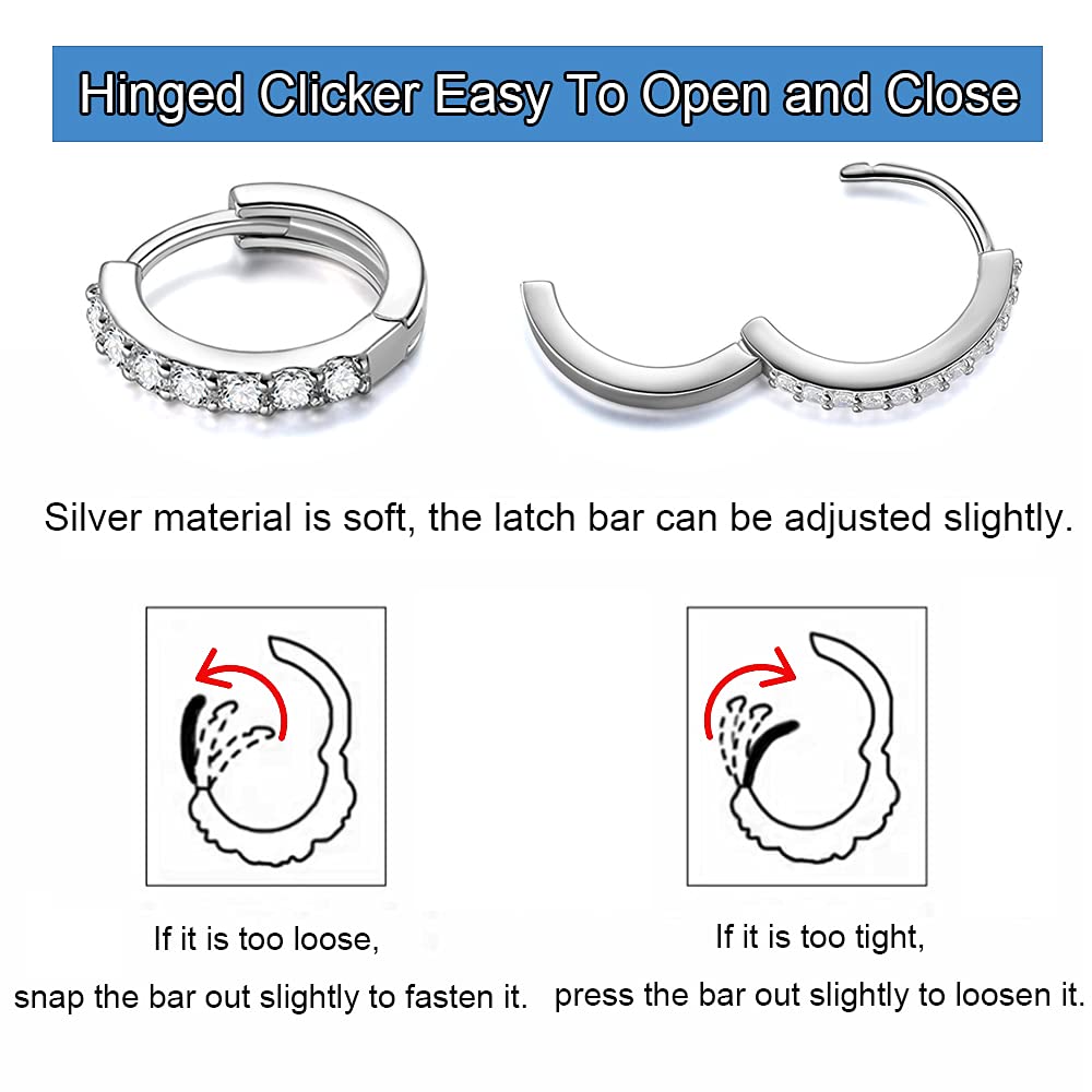 5mm Huggie Earrings 925 Sterling Silver Cubic Zirconia Tiny Hoop Earrings Cute Mini Forward Helix Cartilage Earring Hoop for Women