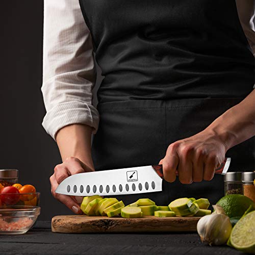 imarku Kitchen knife, 7’’Santoku Knife, German High Carbon Steel Chopper Knife, Professional Chef Knife with Ergonomic Handle, Extremely Sharp&Durable