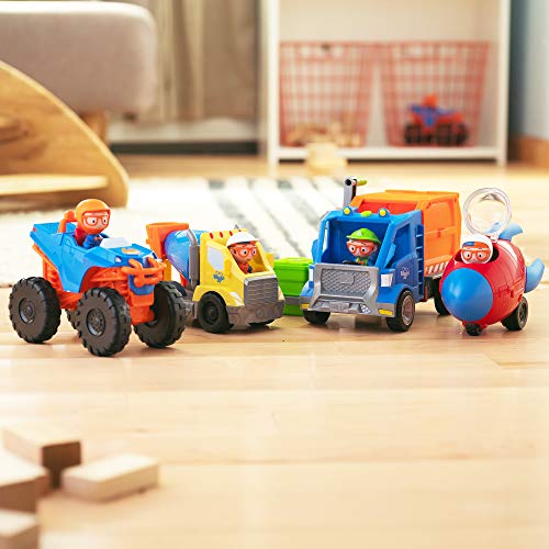 Blippi Cement Truck - Mini Vehicle with Freewheeling Features Including 2” Character Toy Figure Construction Worker - Imaginative Play for Toddlers and Young Kids