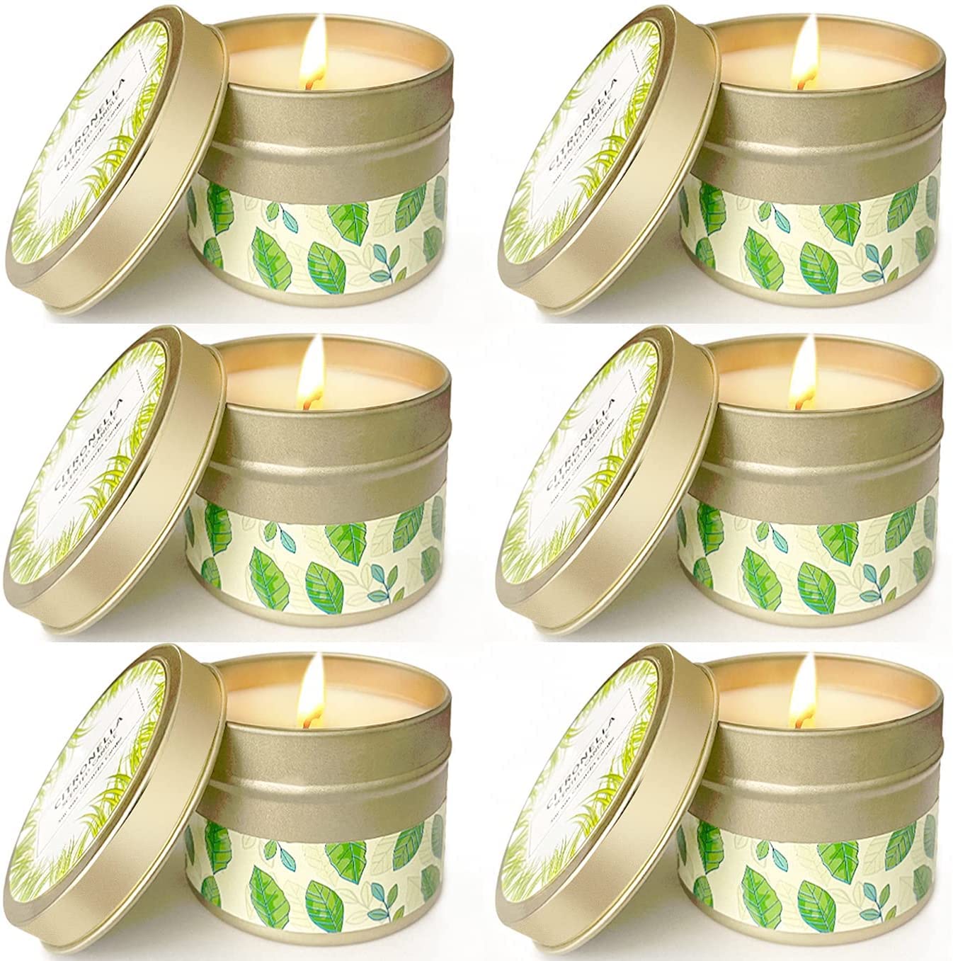 Citronella Candles Outdoor Indoor 2.5oz (Approx. 70.9g) Pack of 6, 100% Soy Wax Candles, for Home Scented Candles, for Party Hiking Camping Patio BBQ Deck Lanai Garden Patio Home1