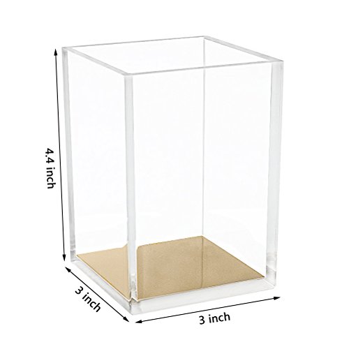 HBlife Acrylic Pencil and Pen Holder, Rose Gold Desktop Stationery Organizer Modern Design Office Desk Accessory
