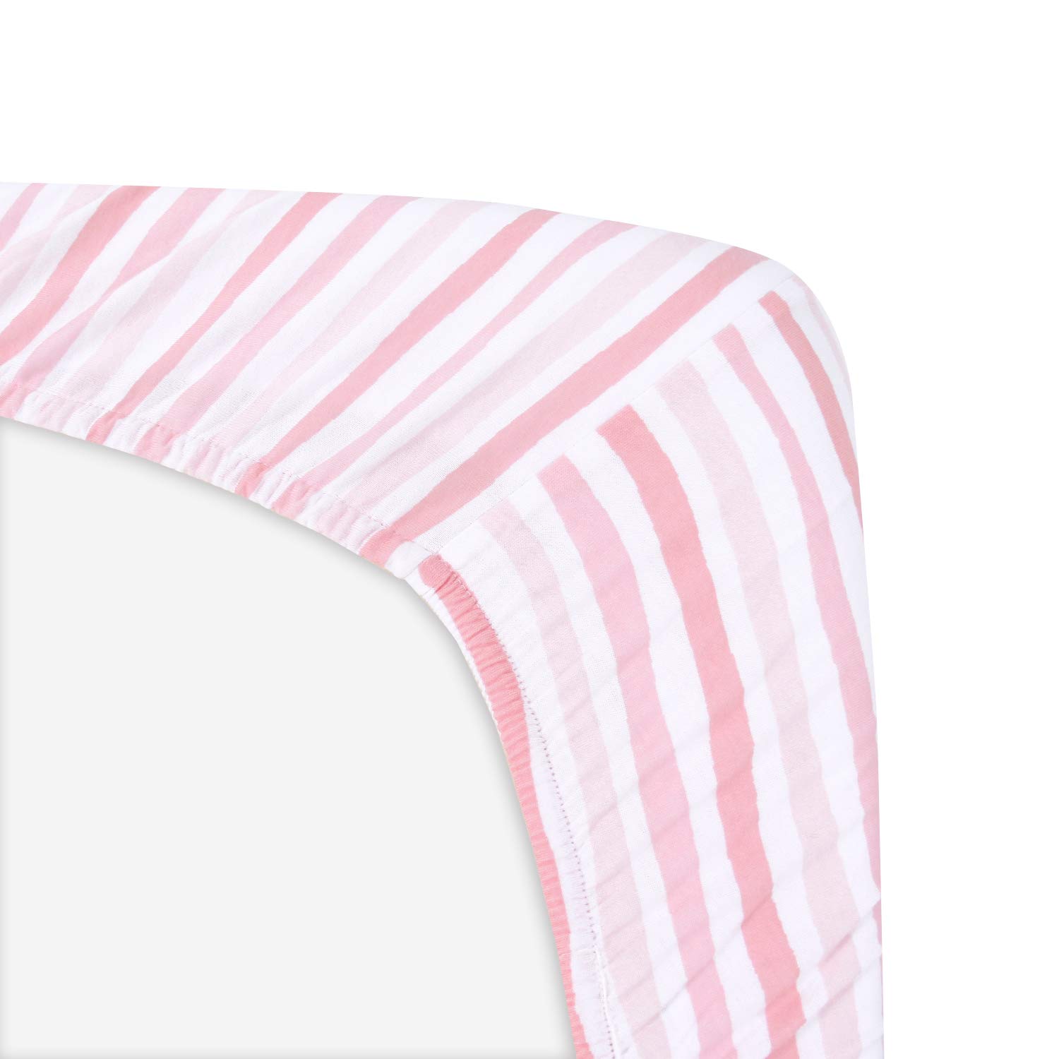 Pack n Play Fitted Sheet, Soft Jersey Cotton Portable Playard Sheets, 2 Pack Mini Crib Sheets, Unisex, Preshrunk,Grey and Pink