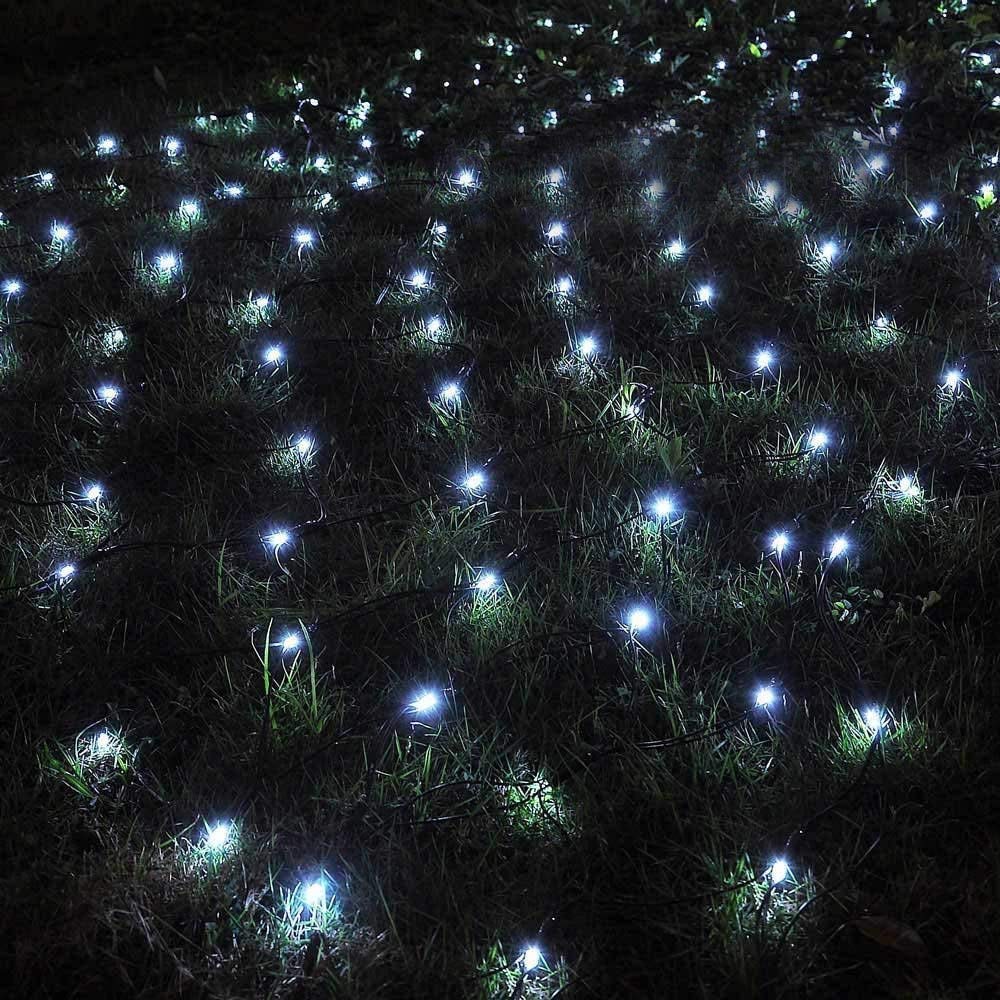 DBFAIRY 9.8x9.8Ft Solar Net Lights Bush Fairy Light Outdoor Waterproof 304 LEDs Dark Green Cable Tree-wrap Lights 8 Modes Decorative Lights for Party Christmas Wedding Garden Home Patio Lawn -(White)