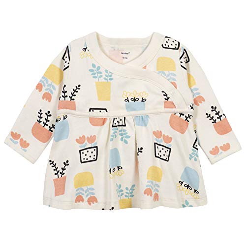 Gerber Baby Girls 3-Piece Shirt, Footed Pant, and Cap Set, Yellow/Ivory, Newborn