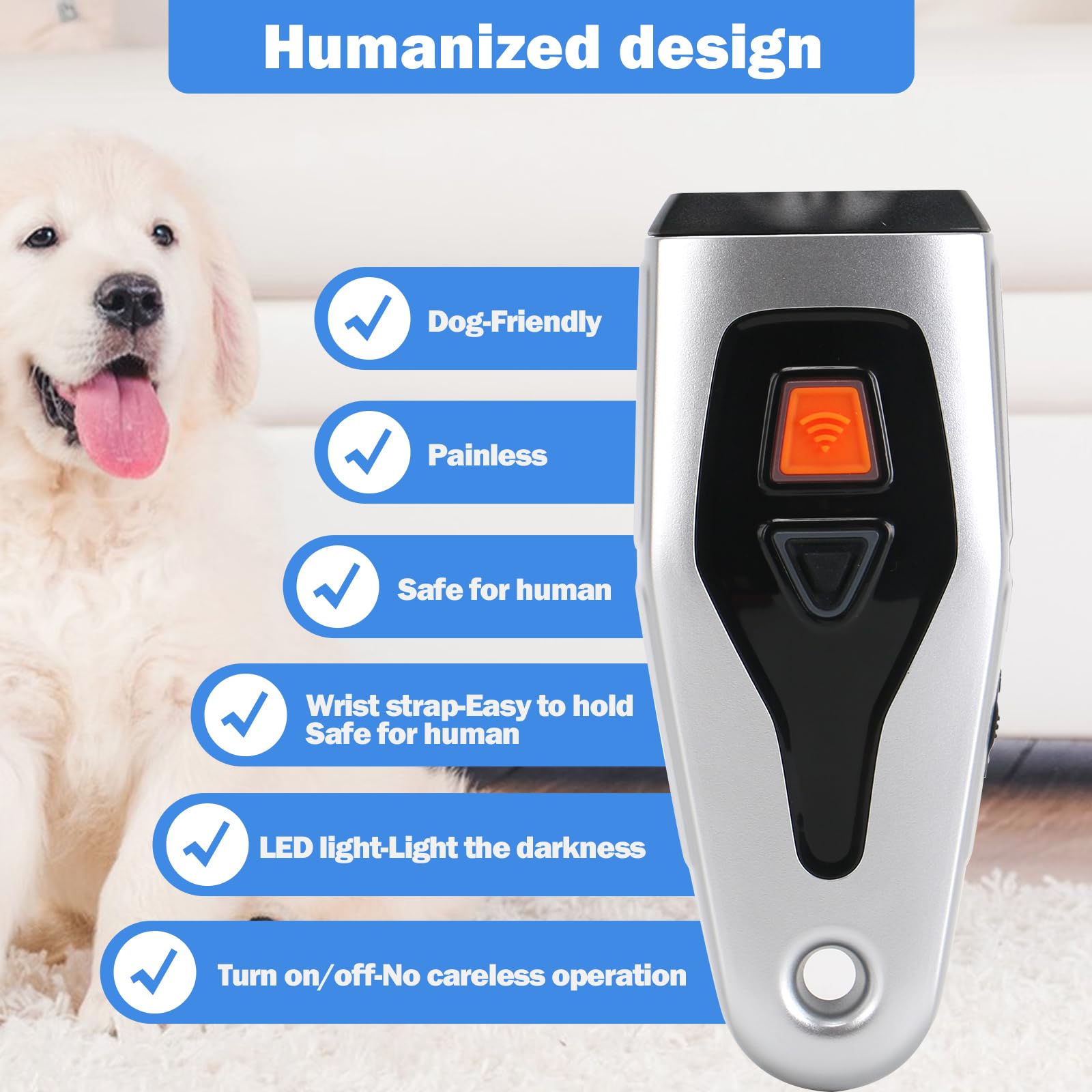 Anti Barking Device with Training/Deterrent Modes,Anti Barking Device Ultrasonic Dog Barking Deterrent with LED Flashlight,Portable Indoor & Outdoor,Dog Training & Behavior Aids